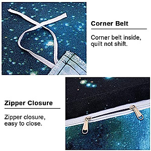 Duvet Cover Galaxy Bedding 3 of Set - Full Comforter Cover with Zipper and Corner Belt, Soft Breathable, ZHH