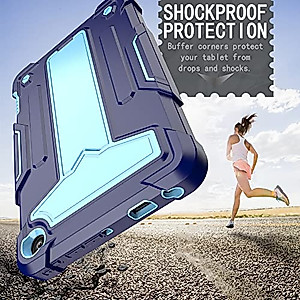 Tablet PC Case Case Compatible with Kindle Fire 7 12th Generation 7inch Case 2022,with Kickstand Three-Layer Hybrid Full Body Case Rugged Shock-Proof Fall Protection Cover Tablet home ( Color : NAVYBL