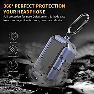 [Upgrade Lock] Case for Bose QuietComfort Earbuds Case (2020), WOFRO Military Armor Series Protective Cover Shock-Absorbing Scratch Resistant Hard Shell with Keychain(Blue)