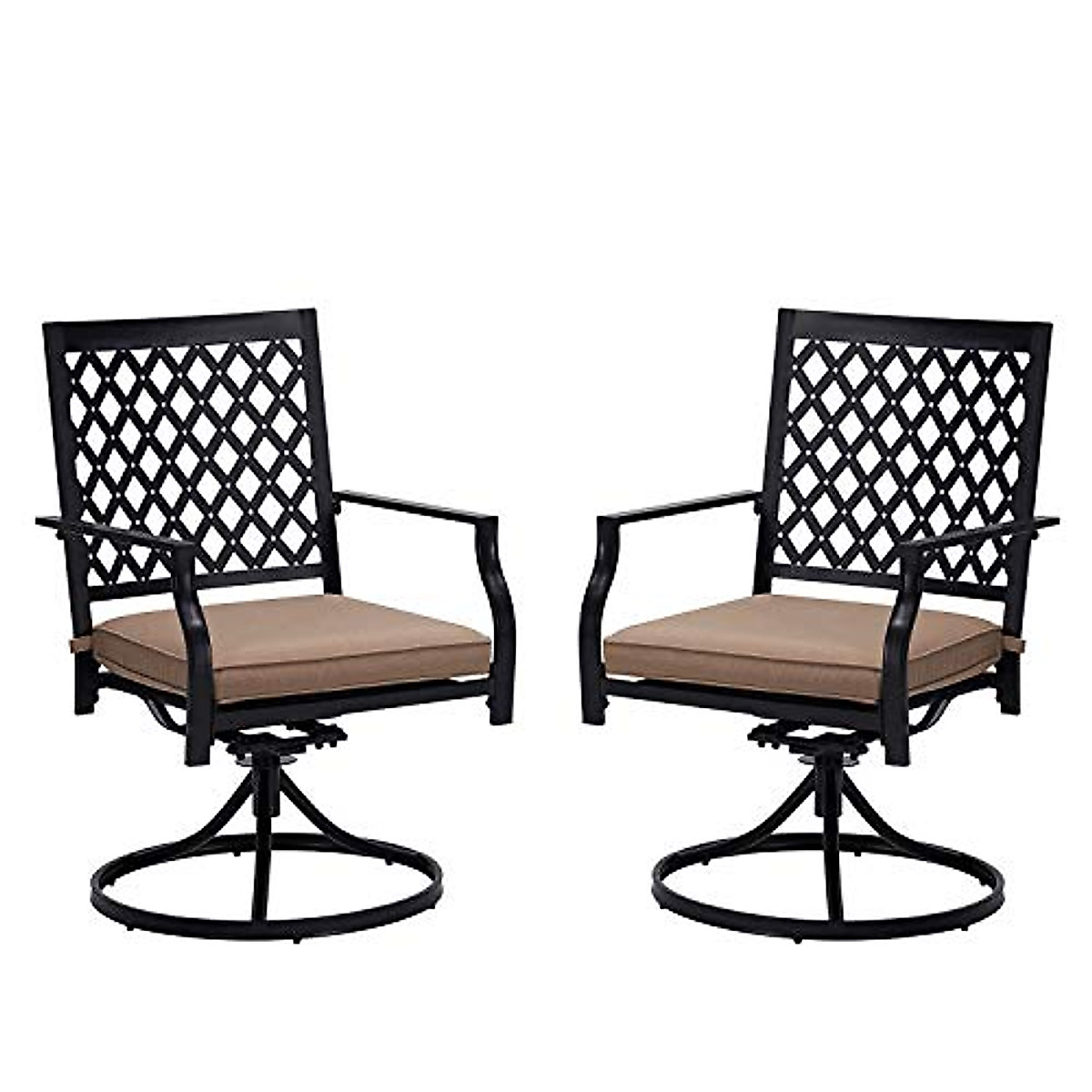 VICLLAX Outdoor Swivel Dining Chairs Patio Furniture with Cushion Black Set of 2
