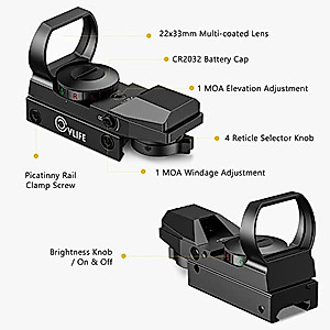 CVLIFE 1X22X33 Red Green Dot Gun Sight Riflescope Reflex Sight for 20mm Rail