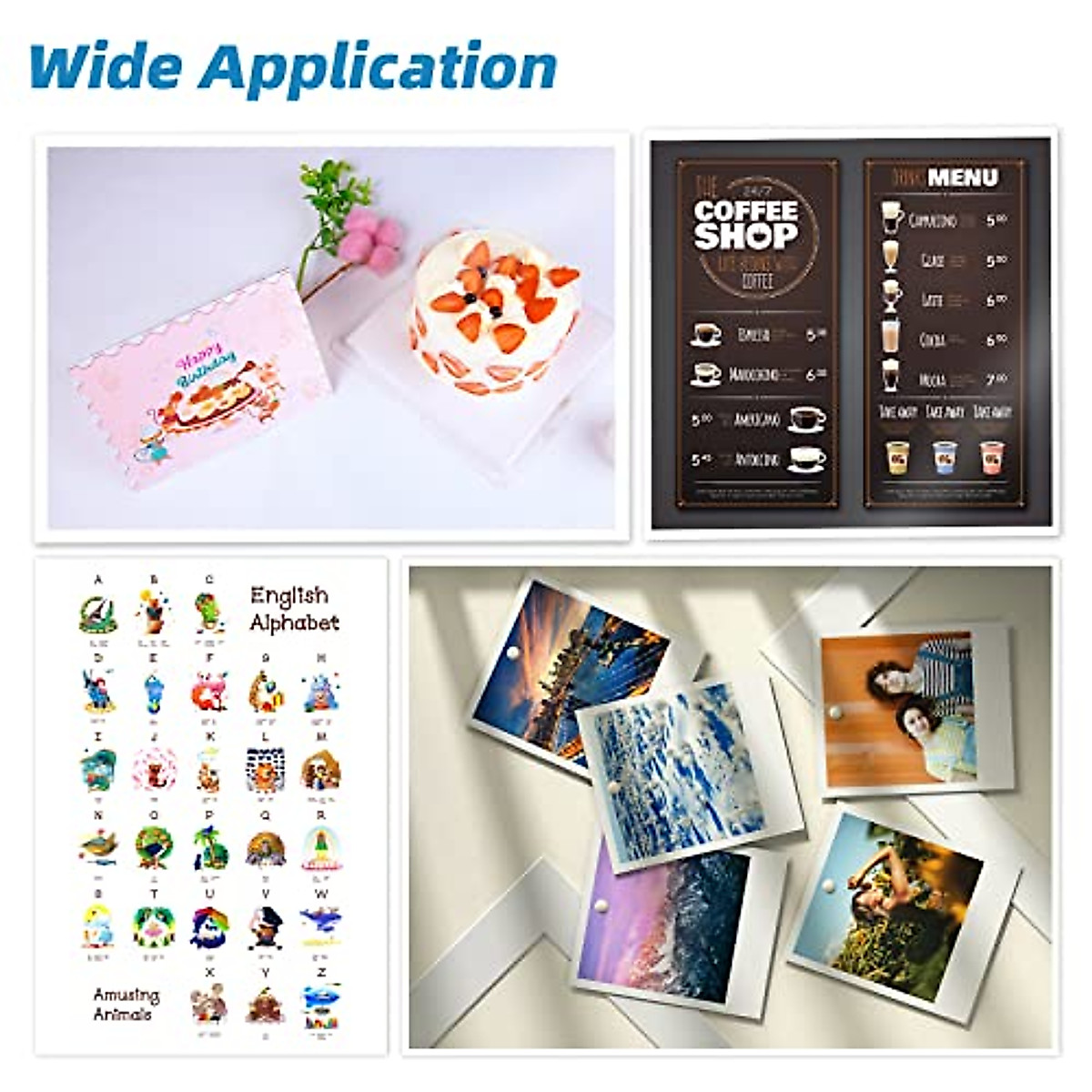 Thick Photo Paper Glossy Double Sided 100 Sheets 8.5x11 Heavyweight 69lb 260gsm Inkjet Both Sides Printable 11.8mil A4 Letter size Flyer Bulk Pack 8.5 x 11 Card paper postcard postal Uinkit