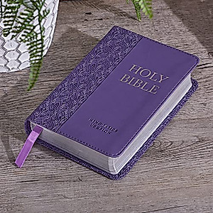 KJV Holy Bible, Mini Pocket Size, Faux Leather Red Letter Edition - Ribbon Marker, King James Version, Purple