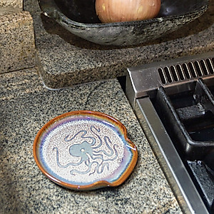 Georgetown Pottery Spoon Rest Purple Octopus, Handmade, Made in USA, Ceramic