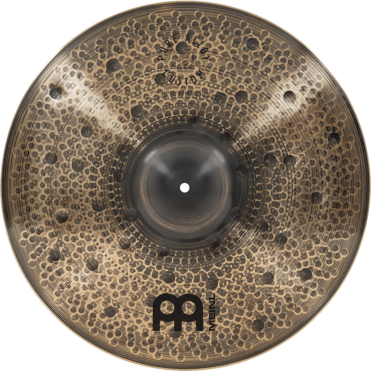 Meinl Cymbals Pure Alloy Custom 20" Extra-Thin Hammered Crash — Smoked Bronze/Brilliant Finish — Made in Germany, 2-Year Warranty (PAC20ETHC)