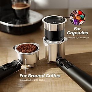 Kismile Espresso Machines 20-Bar,Professional Espresso Maker with Milk Frother Steam Wand and Capsule Compatible,Espresso Coffee Machines with Removable Water Tank for Latte &Cappuccino(BLACK)