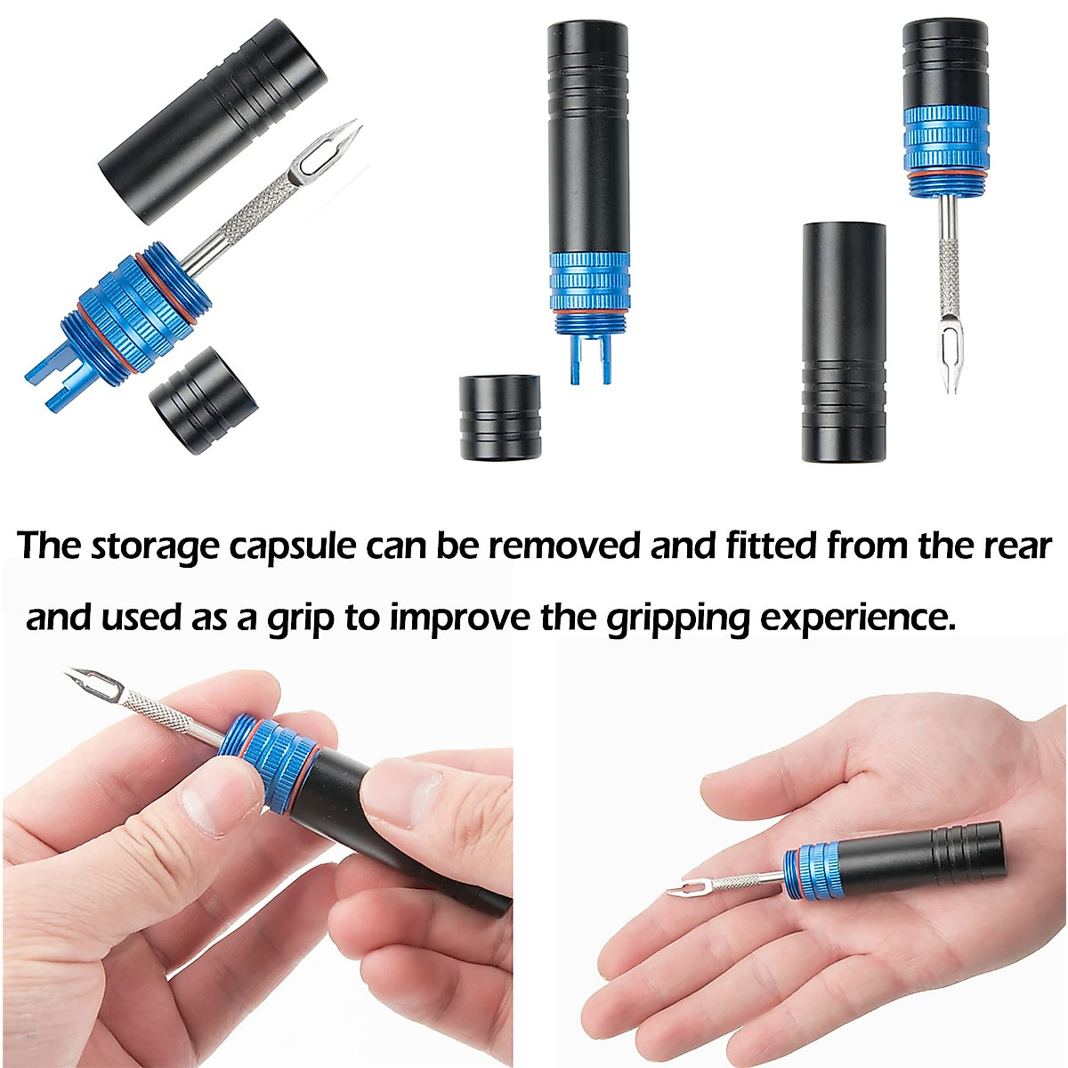 RRK Tubeless Bike Tire Repair Kit, Quick and Easy to Fix a Puncture, Patch Tool for Mountain Road Bicycle with 5 Bacon and 5 Black Strips