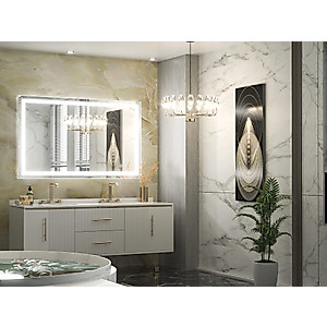 TETOTE 40 x 24 LED Bathroom Mirror LED Mirror Vanity Makeup Mirror Dimmable Anti-Fog Bathroom Lighted Mirror Wall Mounted Bathroom Decor Waterproof