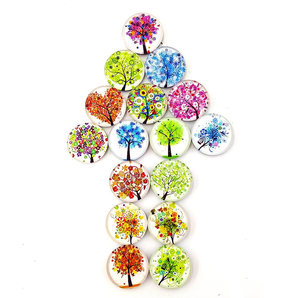 Vafon 16pcs Beautiful Glass Refrigerator Magnets Fridge Stickers Funny for Office Cabinets Whiteboards Tree of Life Decorative Photo Abstract