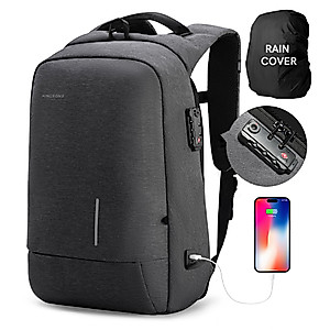 Kingsons Laptop Backpack, Slim Business Travel Computer Bag with USB Charging Port Anti-Theft Water Resistant for 15.6 Inch Laptop Rucksack for men