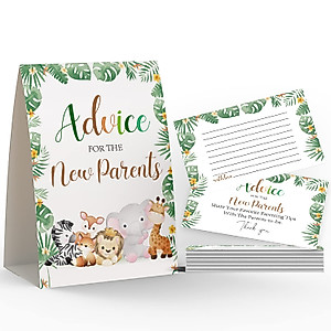 Toctose Advice for New Parents, Parenting Advice Card, Baby Shower Party, Tips for the Parents To Be，Includes a 5x7 Standing Sign and 25 4x6 Advice Cards(JYC035)
