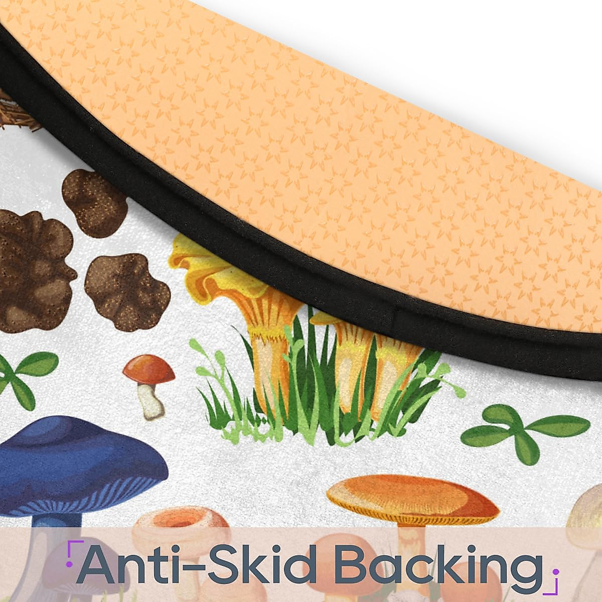 Tavisto 3 Ft Mushroom Seamless Pattern Round Desk Chair Mat Non-Slip Soft Desk Floor Mat Washable Floor Mat for Office Living Room Bedrooms Laundry Room Foyer Doorway