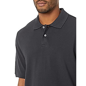 Amazon Essentials Men's Regular-Fit Cotton Pique Polo Shirt (Available in Big & Tall), Black, Large
