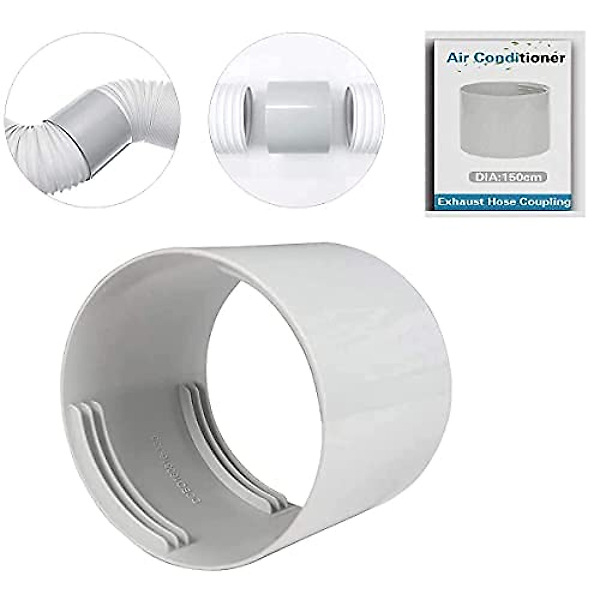 Portable AC Coupler Thread AC 5 inch Air Conditioner Exhaust Hose Coupler/Coupling/Connector, Support Clockwise/Counter-Clockwise Thread, AC Hose Coupler Coupling Extension