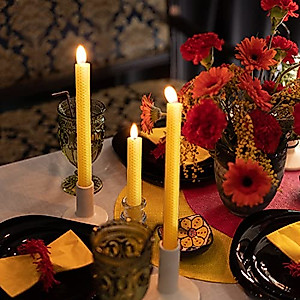 8PCS 9" Hand-Rolled Beeswax Taper Candles, Real Pure Beeswax, Handmade Honeycomb Candles, Flat Top, Brown Raw