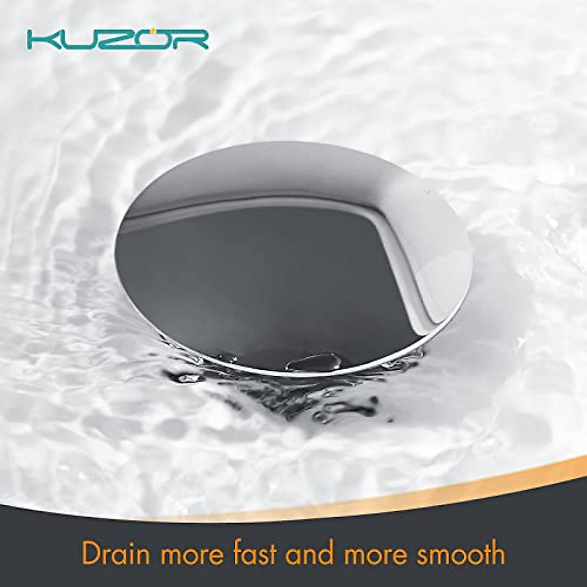 KUZOR 2 PCS Bathroom Sink Drain Assembly Pop Up Drain with Overflow Stainless Steel Chrome for Vessel Vanity with Detachable Built-in Anti-Clogging Strainer