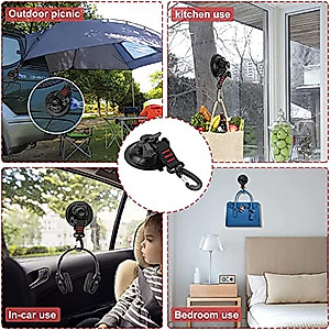 Heavy Duty Suction Cups,2 Pieces with Hooks Upgraded Car Camping Tie Down Suction Cup Camping Tarp Accessory with Viscous Silicone Strong Power for Car Awning Boat Camping Trap