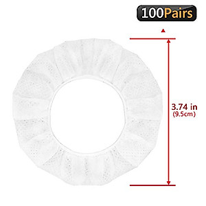 Geekria 100 Pairs Disposable Headphones Ear Cover for Over-Ear Headset Earcup, Stretchable Sanitary Ear Pads Cover, Hygienic Ear Cushion Protector (M/White)