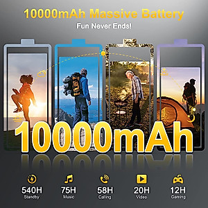 OUKITEL WP22 Rugged Smartphone Unlocked, 13GB RAM+256GB ROM, 10000mAh Battery, 6.58" FHD+, 48MP+16MP+20MP Cameras, Android 13, Waterproof, NFC