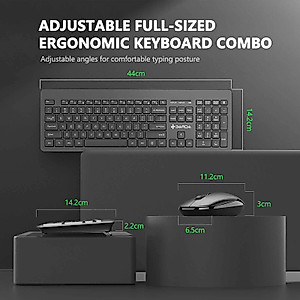 Wireless Keyboard and Mouse Combo, SBARDA Full Size Compact Silent 2.4 GHz Wireless Keyboard and Mouse with 13 Multimedia and Shortcut Keys for Desktops/Laptops/Mac, Black