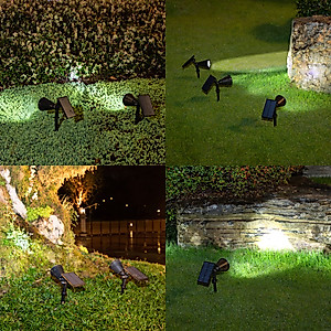 THALIA 7 Led Solar Lights Outdoor 4 Pack Solar Spot Lights Waterproof Solar Powered Landscape Spotlights Outdoor Pathway Lights Suit for Garden, Patio Yard (White light)