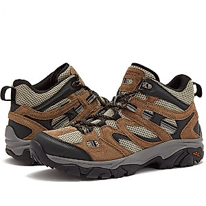 HI-TEC Ravus WP Mid Waterproof Hiking Boots for Men, Lightweight Breathable Outdoor Trekking Shoes - Tan, 10.5 Medium