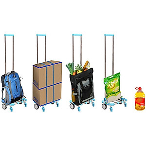 Shopping Trolley on Wheels Multi Function Shopping Cart Creative Folding Portable Luggage Cart Climbing Stairs Trailer Al Shock Absorption Elastic Storage Hand Trucks,B ,