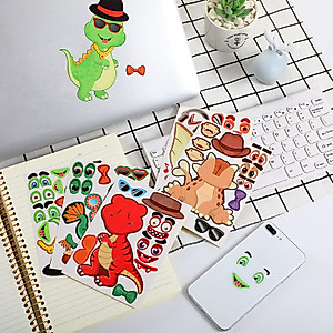 36 Sheets Make a Dinosaur Stickers Dinosaur Party Favors Make Your Own Dinosaur Sticker Cute Make a Face Dinosaur Stickers for Kids DIY Project Dinosaur Theme Birthday Party Favor (Cute Dinosaur)