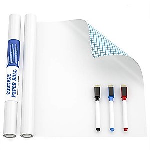 Nicpro Dry Erase Whiteboard Sticker Wall Decal, 17.7" X 78.7"(6.5 ft) Self-Adhesive White Board Peel Stick Paper to Do List with 3 Color Water-Based Pens for School, Office, Home, Kids Drawing
