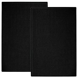 S&T INC. Rubber Bar Mats, Coffee Maker Mats, or Countertop Spill Mats, 11.9 Inch x 17.8 Inch, Black, 2PK