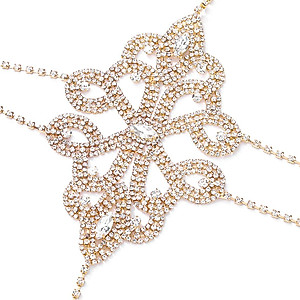 Nicute Rhinestone Body Chain Crystal Bra Bikini Chains Summer Beach Body Jewelry for Women and Girls (Gold)