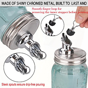 mason jar spouts.Free Flow Mason Jar Spout,mason jar for spout regular mouth size 70mmStainless steel lid, Mason Jar Pourer 2 Pack (Zinc alloy) jars not included
