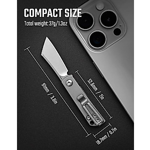 KeyUnity KK10XS Titanium Flipper Folding Pocket Knife with Liner Lock, Pocket Clip for Every Day Carry