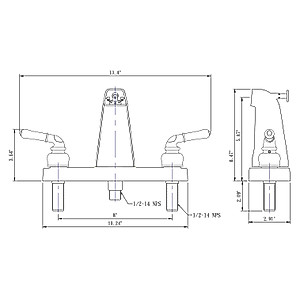 Dura Faucet Economical Two Handle Classic Tub and Shower Faucet Diverter for Handheld Shower (Chrome Polished)