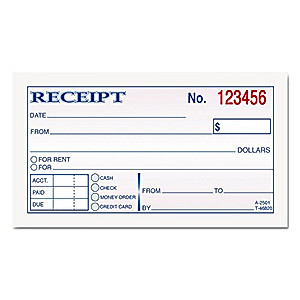 TOPS Money Receipt Book, 2-Part, Carbonless, 2 5/8 x 5 3/8 Inches, 50 Sheets, White and Canary, (46820)