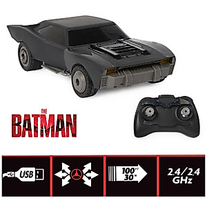 DC Comics, The Batman Turbo Boost Batmobile, Remote Control Car with Official Batman Movie Styling Kids Toys for Boys and Girls Ages 4 and Up