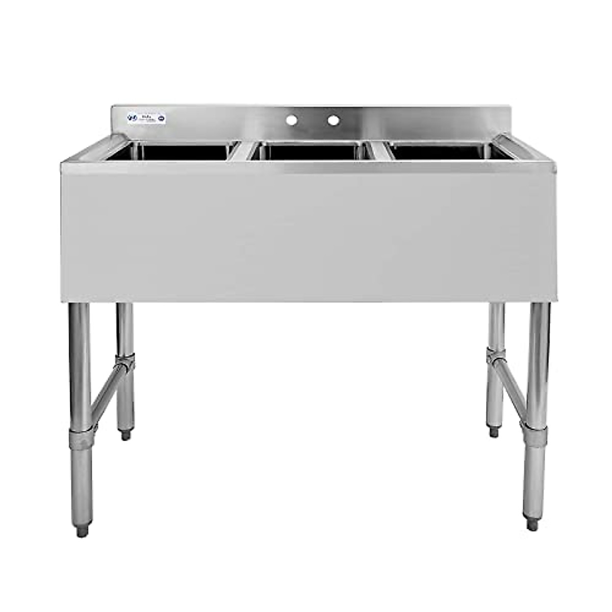 HALLY 3 Compartment Sink of Stainless Steel NSF Commercial Utility Basin with 10" L x 14" W x 10" D Bowl for Bar, Restaurant, Kitchen, Hotel and Home