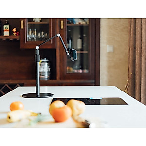 SupeDesk Phone Stand Overhead Recording Stand, Adjustable Cell Phone Holder, Multiangle, 3-Part Adujustable,Horizontal Recording Stand, Compatible with 3.5-11" Phone/iPad Mini/iPhone, Black