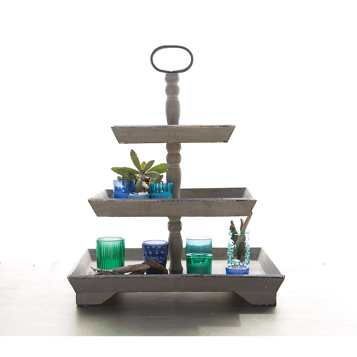Grey Decorative 3 Tier Tray