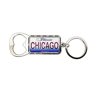 Chicago Chrome Illinois License Plate Bottle Opener Keychain