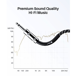 GearIT Audio Instrument Cable (25ft) 1/4 Inch to 1/4 inch Straight Male to Male for AMP Cord, Bass and Electric Guitar - Black/White