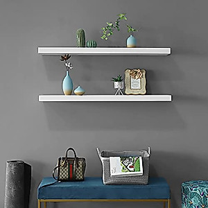 WELLAND 12" Deep White Floating Shelves, Floating Shelf Wall Shelf Display Floating Shelf, 47.24" L x 11.81" D x 2" T, Deeper Than Others, White