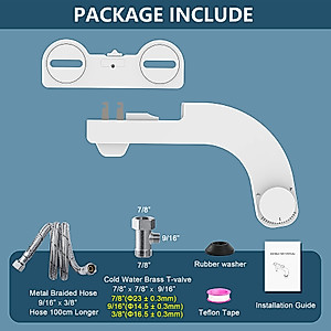 Bidet Attachment for Toilet - Left Hand Bidet Ultra-Slimt Non-Electric,Adjustable Water Pressure,Retractable Dual Nozzles for Frontal & Rear Wash - White Knob