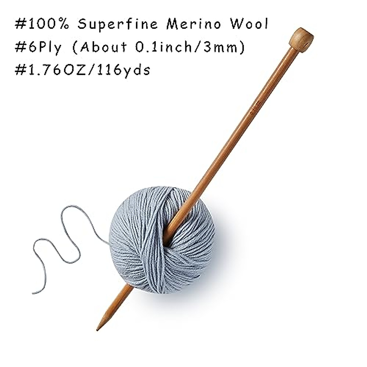 Gisimo 100% Merino Wool Yarn, 6-Ply Luxurious and Soft Yarn for Hand Knitting & Crocheting, 1.76 OZ/50g, 127 yds/116 Meters (Morandi Blue, 1 Ball)