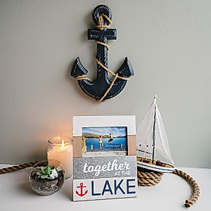 Pavilion Gift Company Together At The Lake - 7.75x10 Inch Horizontal Easel Back Picture Frame, Gray