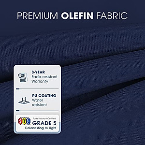 BLUU MAPLE 9 FT Outdoor Solar Patio Umbrella LED Table Umbrellas with 16 LED Strip Lights & Hub Light, Aluminum Frame, 3 YEARS Fade Resistance & UV Protection Fabric (Navy Blue)