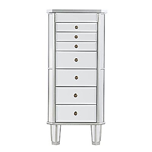 Powell Jewelry Armoire Wood, Silver Mirrored