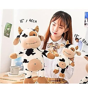 Generic Cow Plush Toy,16 inch Stuffed Animal Throw Plushie Pillow Doll,Soft Fluffy Friend Hugging Cushion-Present for Every Age and Occasion