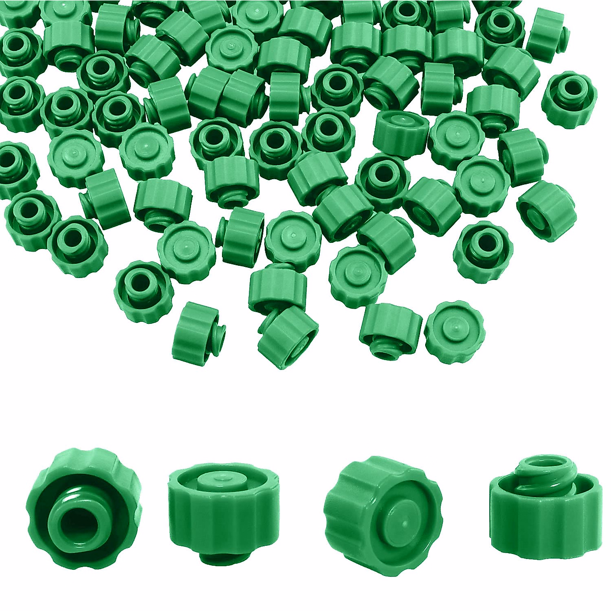 ITROLLE 100PCS/PACK No Needle Luer Lock Cap Syringe Tip Caps, Green