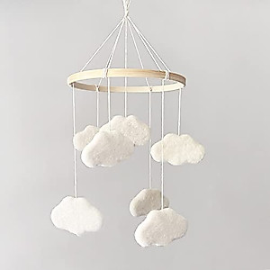 Baby Mobile for Crib - Boho Crib Mobile - Felt Cloud Mobile - Gender Neutral Baby Mobile - Boho Nursery Decor - Crib Mobile for Girls, Boys - Mobile for Bassinet, Pack N Play - Cloud